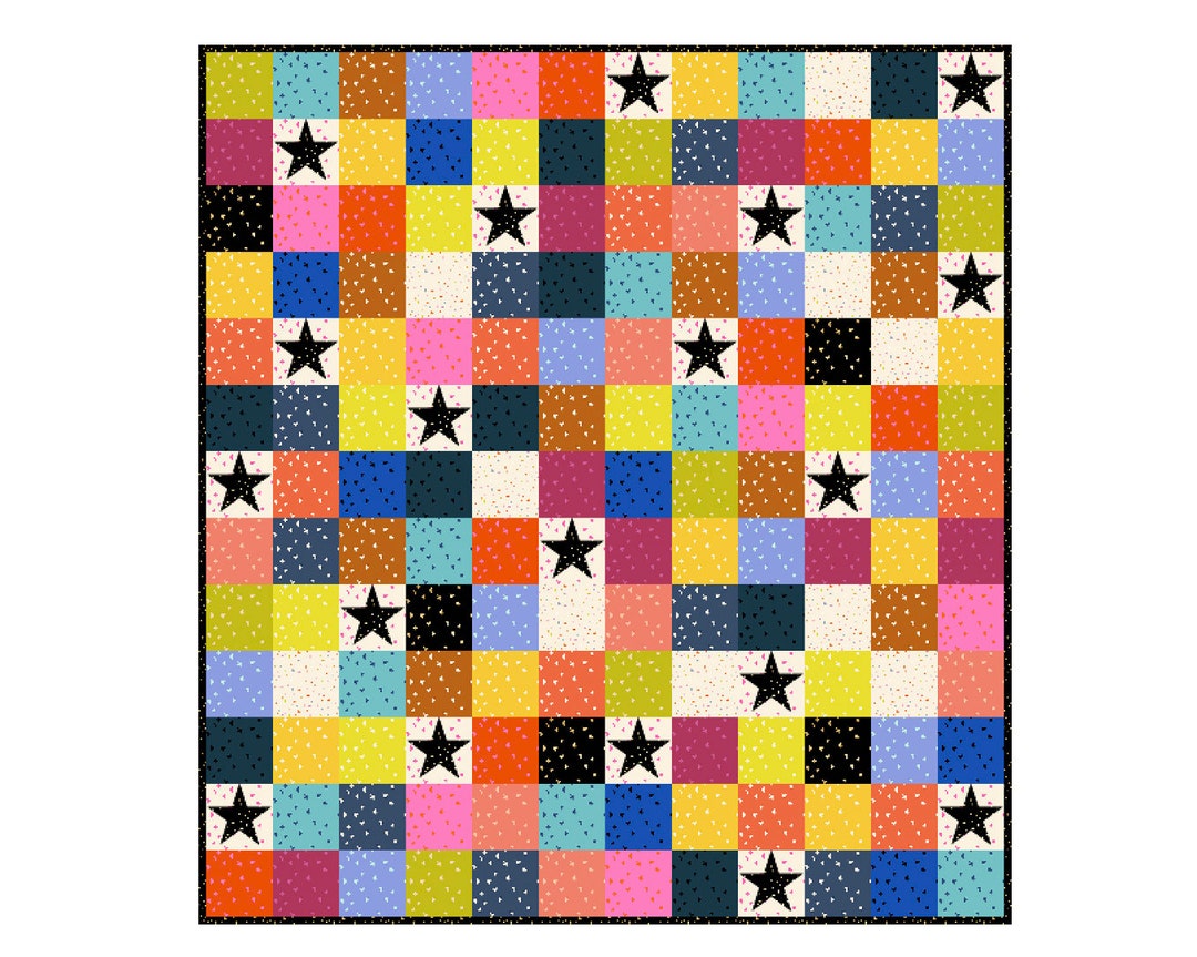 Nighttime Sky Quilt Pattern, Star Quilt Pattern, Patchwork Squares ...