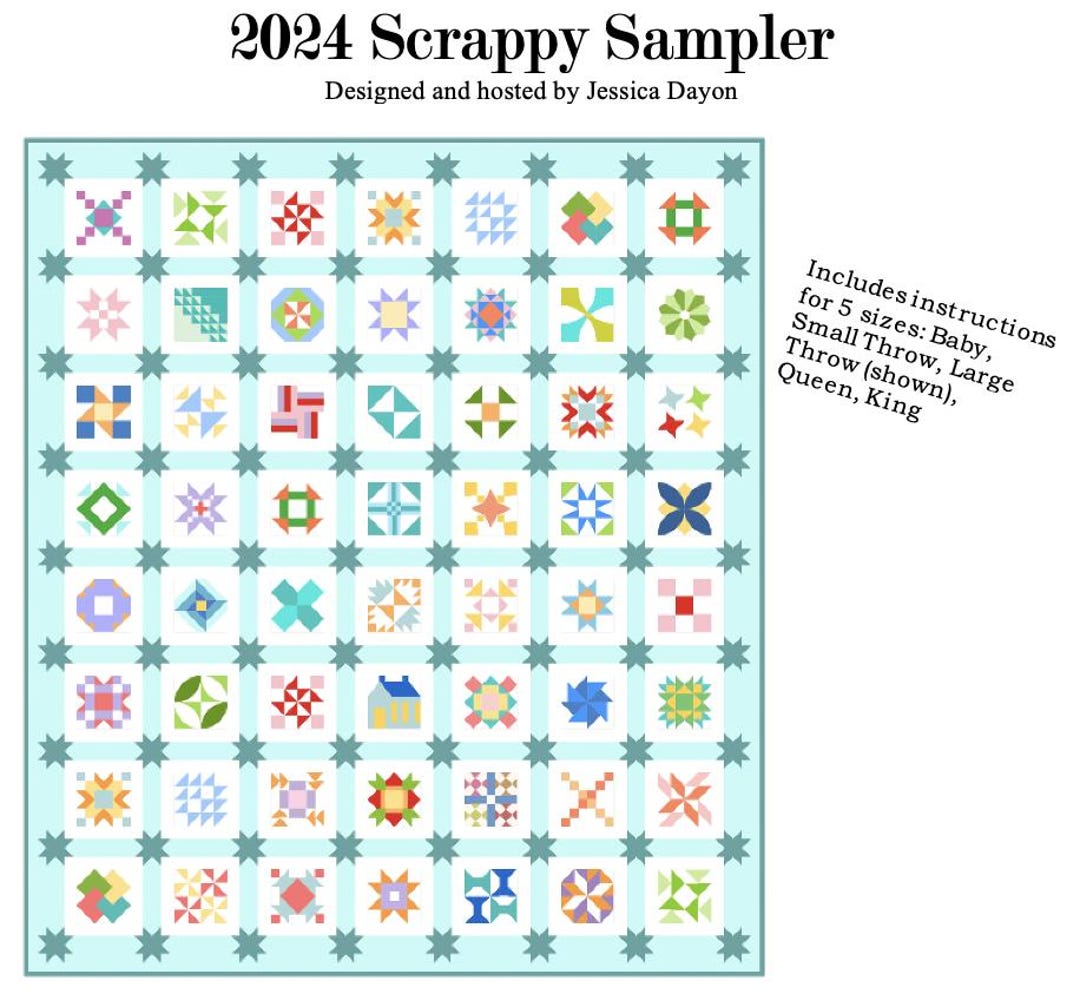 2024 Scrappy Sampler Quilt Setting Pattern, Scrap Quilt, Sampler Quilt ...