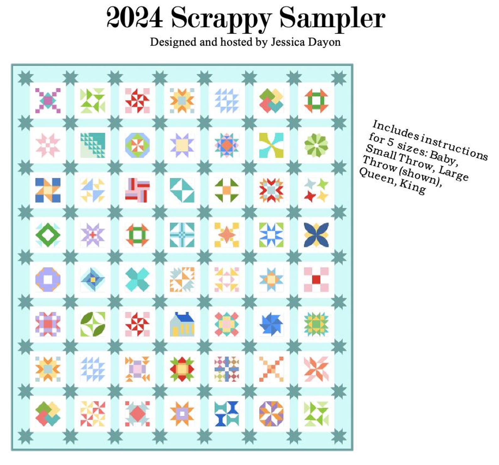 2024 Scrappy Sampler Quilt Setting Pattern, Scrap Quilt, Sampler Quilt ...