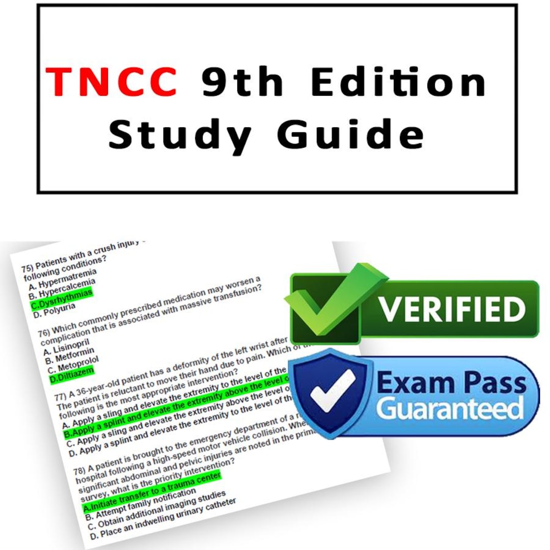 TNCC 9th Edition Study Guide - Overs +80 Verified Questions and Answers ...