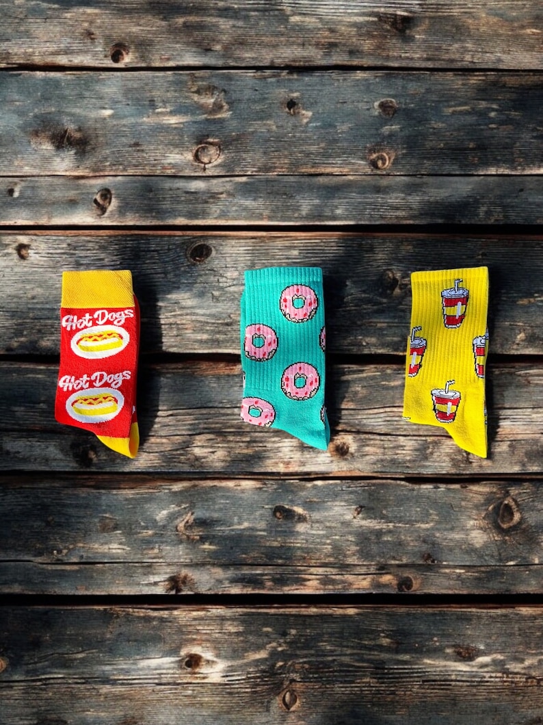 Fast Food Socks Set - Pizza Sock - Colorful Funny Socks - French Fries ...