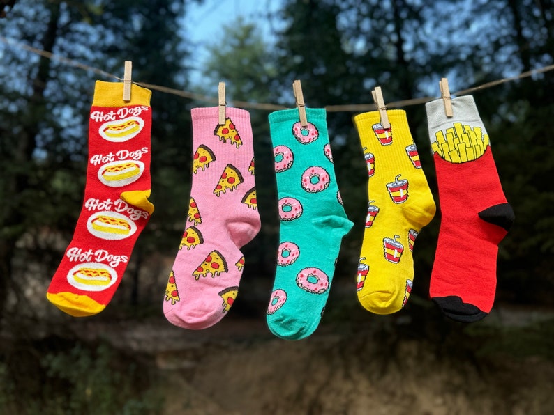 Fast Food Socks Set - Pizza Sock - Colorful Funny Socks - French Fries ...