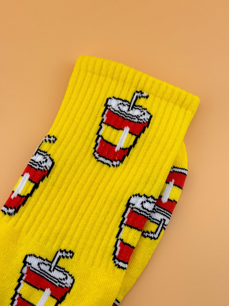 Pixel Soda Socks: Retro Arcade Yellow Socks, Gamer Gift - Etsy