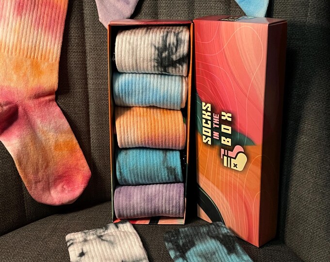 Tie Dye Socks 5 Pack – Colorful Crew Socks for Men and Women - Unique ...