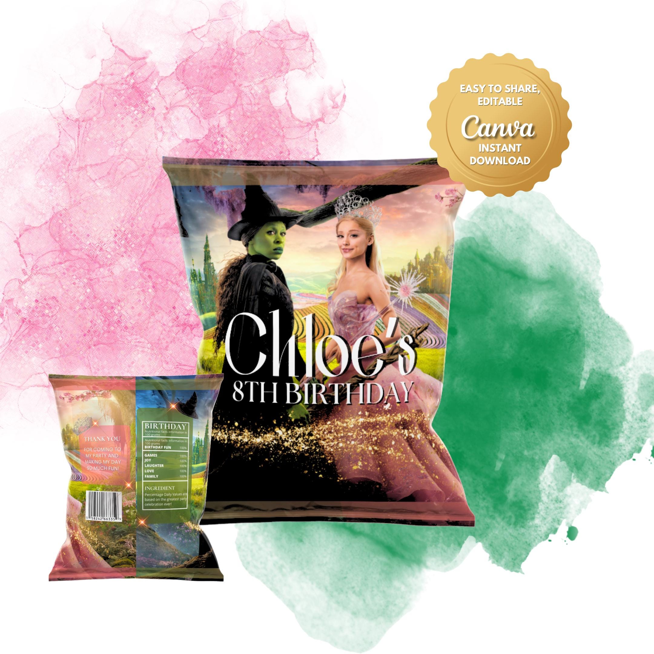 Wicked Movie Chip Bag Template, Wicked Movie Party Favor, Wicked Party ...