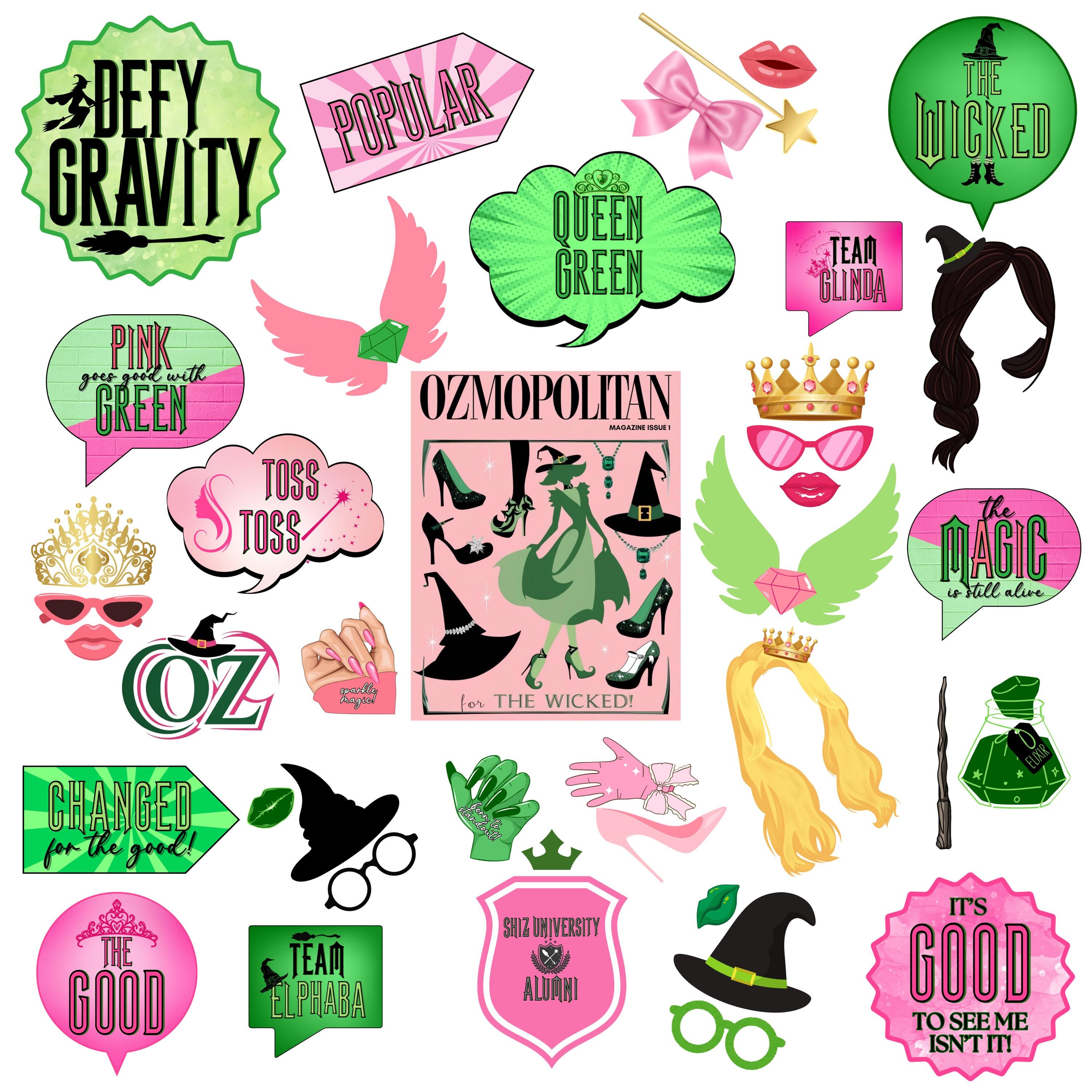 Wicked Movie Pink and Green Witch-themed Party Props, Wicked Party ...