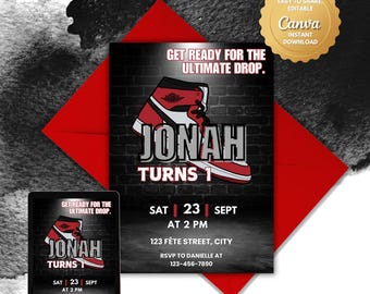 Jordan Birthday Invitation, Cement Invitation, Editable, Printable, Jet ...