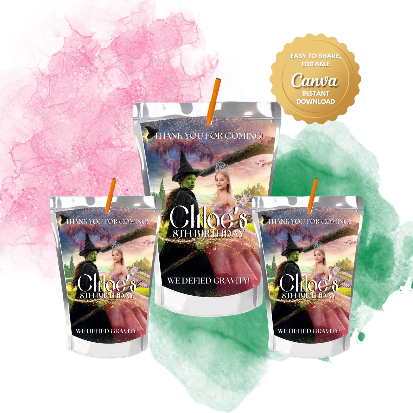 Wicked Movie Juice Pouch Label, Capri Sun Juice Pouch, Wicked Party ...
