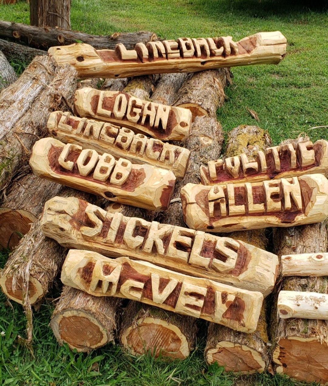 Chainsaw Carving Name Log, Personalized With 2 Base Logs - Etsy