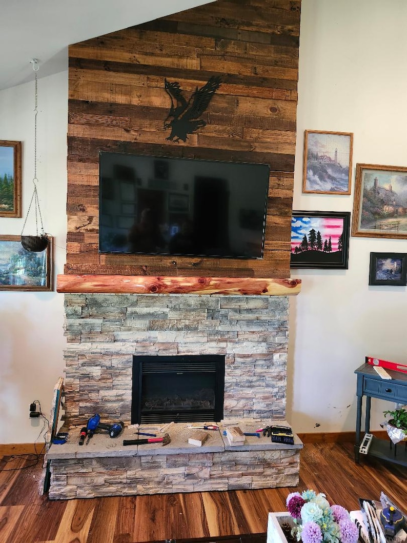 Live Edge Cedar Fireplace Mantels. 8 Inch Deep, 5 Inch Thick Floating ...