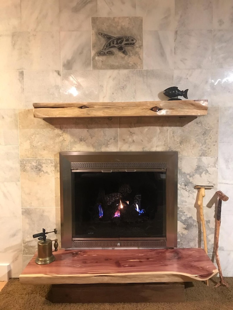 Live Edge Cedar Fireplace Mantels. 8 Inch Deep, 5 Inch Thick Floating ...