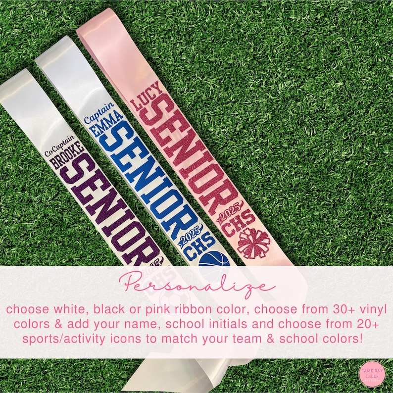 Personalized Senior Sash: Custom Team Colors, Name & Sport Icon - Etsy