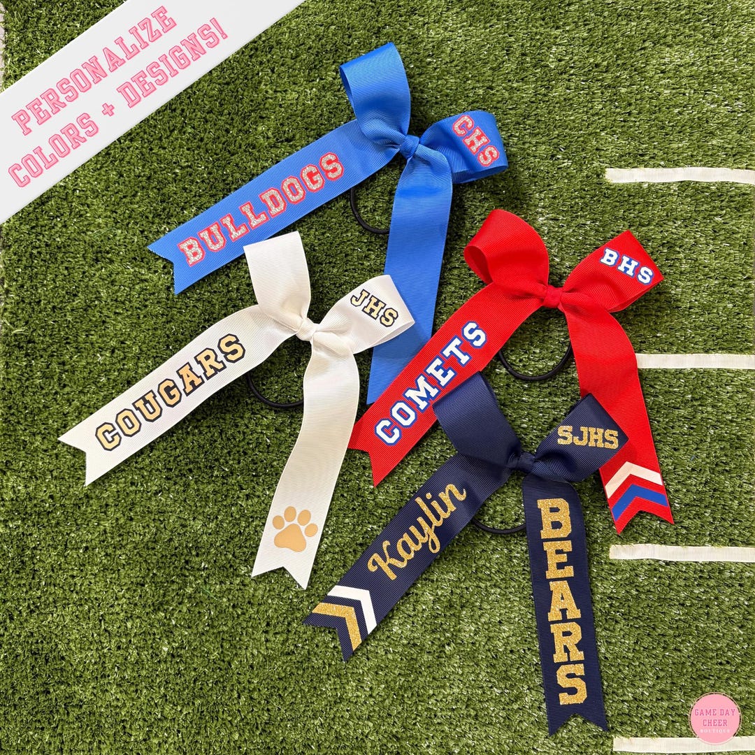 Cheer Game Day Long Tail Hair Bow, Personalized With Your Team Colors ...