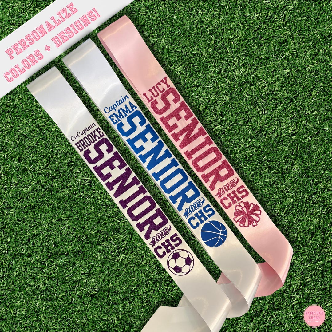 Personalized Senior Sash: Custom Team Colors, Name & Sport Icon - Etsy