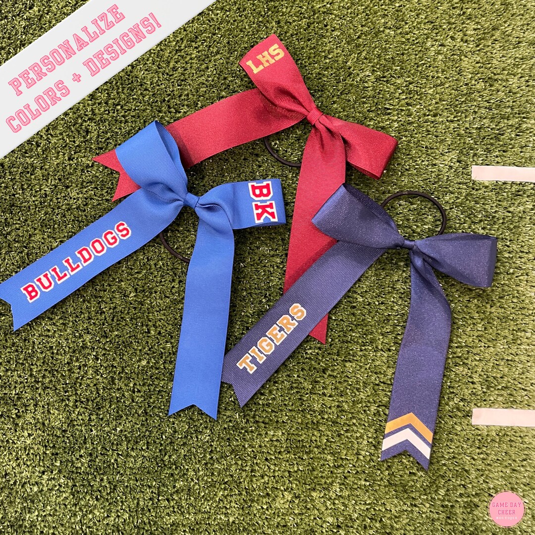 Cheer Game Day Long Tail Hair Bow, Personalized With Your Team Colors ...
