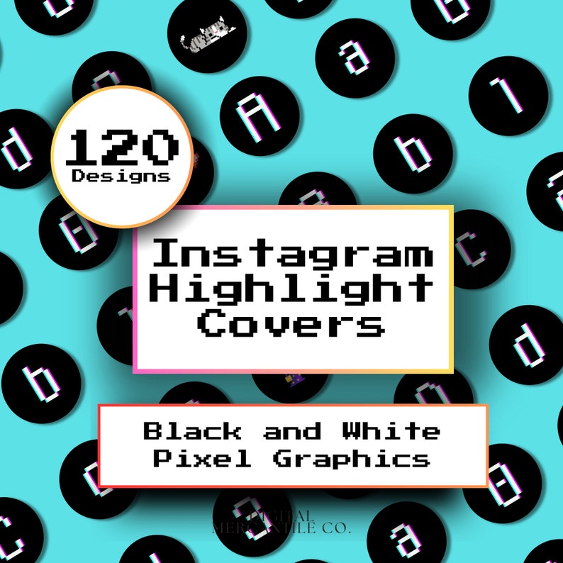 Pixelated IG Story Highlight Covers Digital Download Bundle, Black and ...