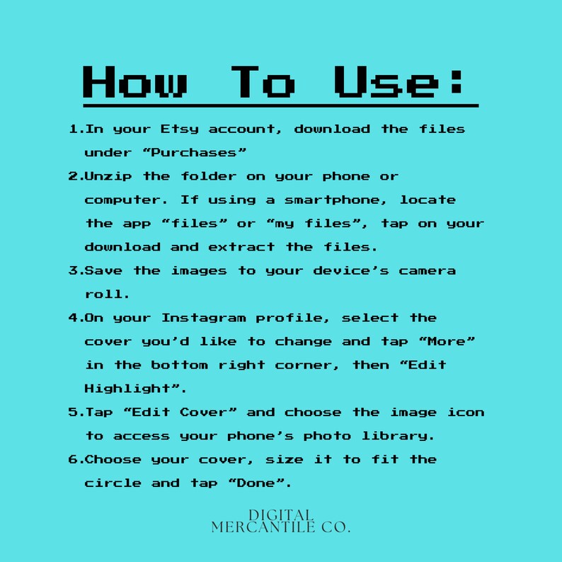 Pixelated IG Story Highlight Covers Digital Download Bundle, Black and ...