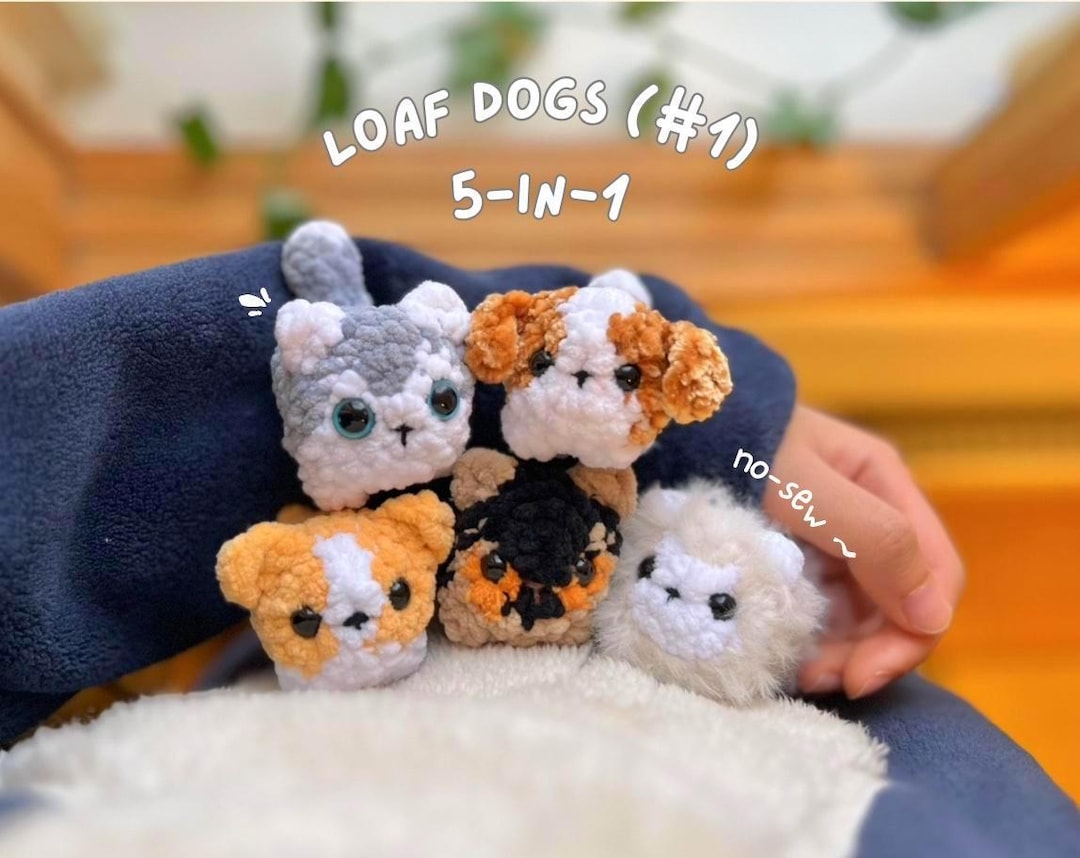 5-in-1 No-sew Mini Loaf Dogs | Crochet Pattern Bundle #1 - Etsy