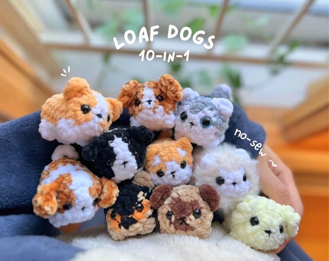 10-in-1 No-sew Mini Loaf Dogs | Crochet Pattern Bundle - Etsy