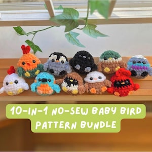 10-in-1 No-sew Baby Birds Crochet Pattern Bundle - Kingfisher, Cardinal ...