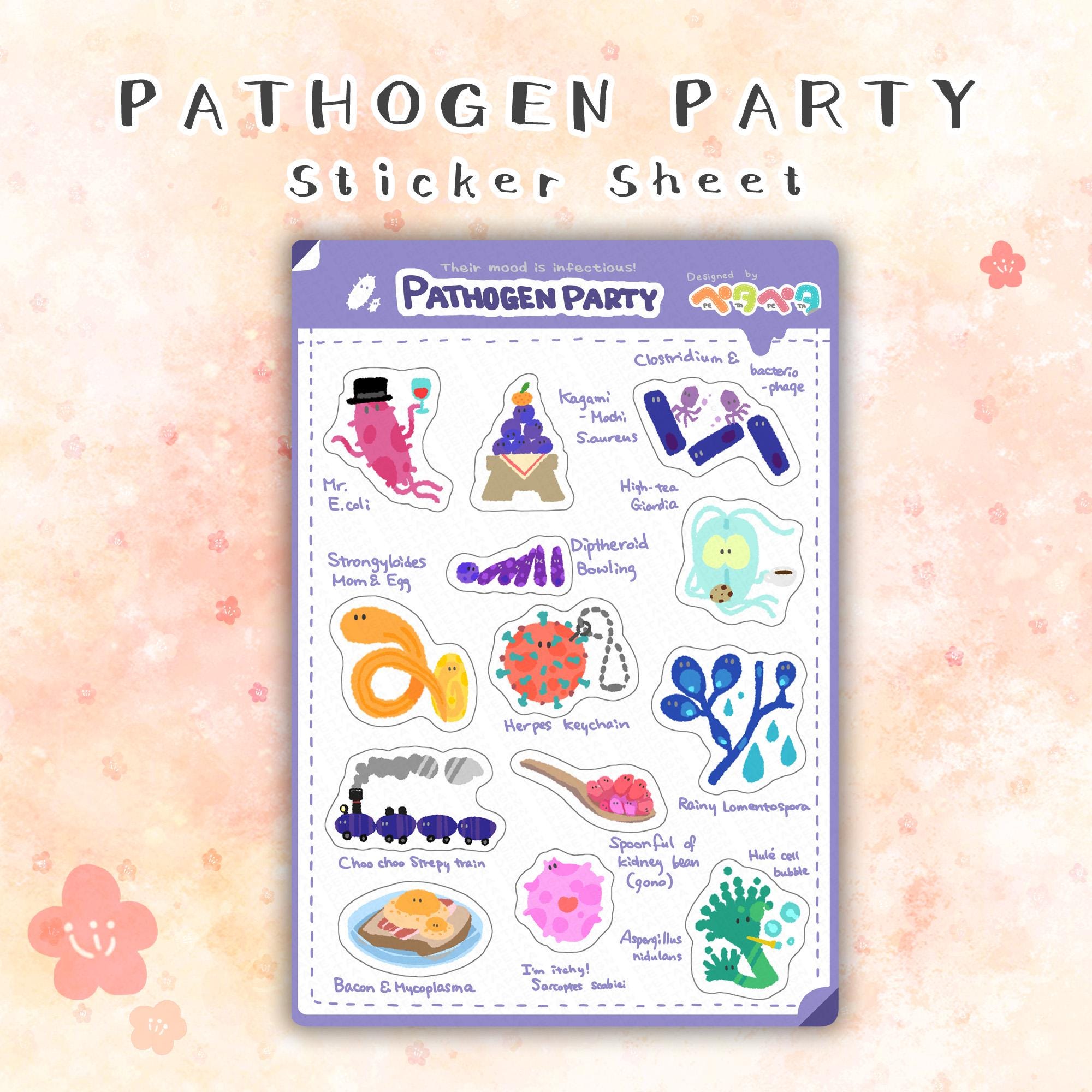 Pathogen Party Sticker Sheet: Microbiology Pathology Collection - Etsy