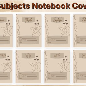 8 Subjects Notebook Covers| Digital Notebook Covers| Easy to Print ...