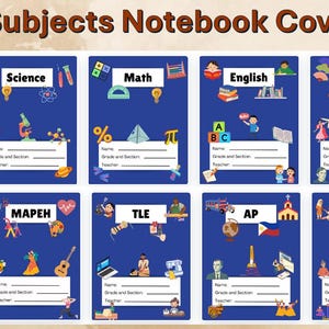 8 Subjects Notebook Covers| Digital Notebook Covers| Easy to Print ...