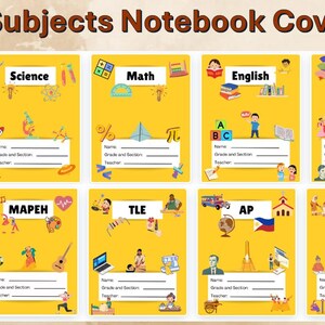 8 Subjects Notebook Covers| Digital Notebook Covers| Easy to Print ...