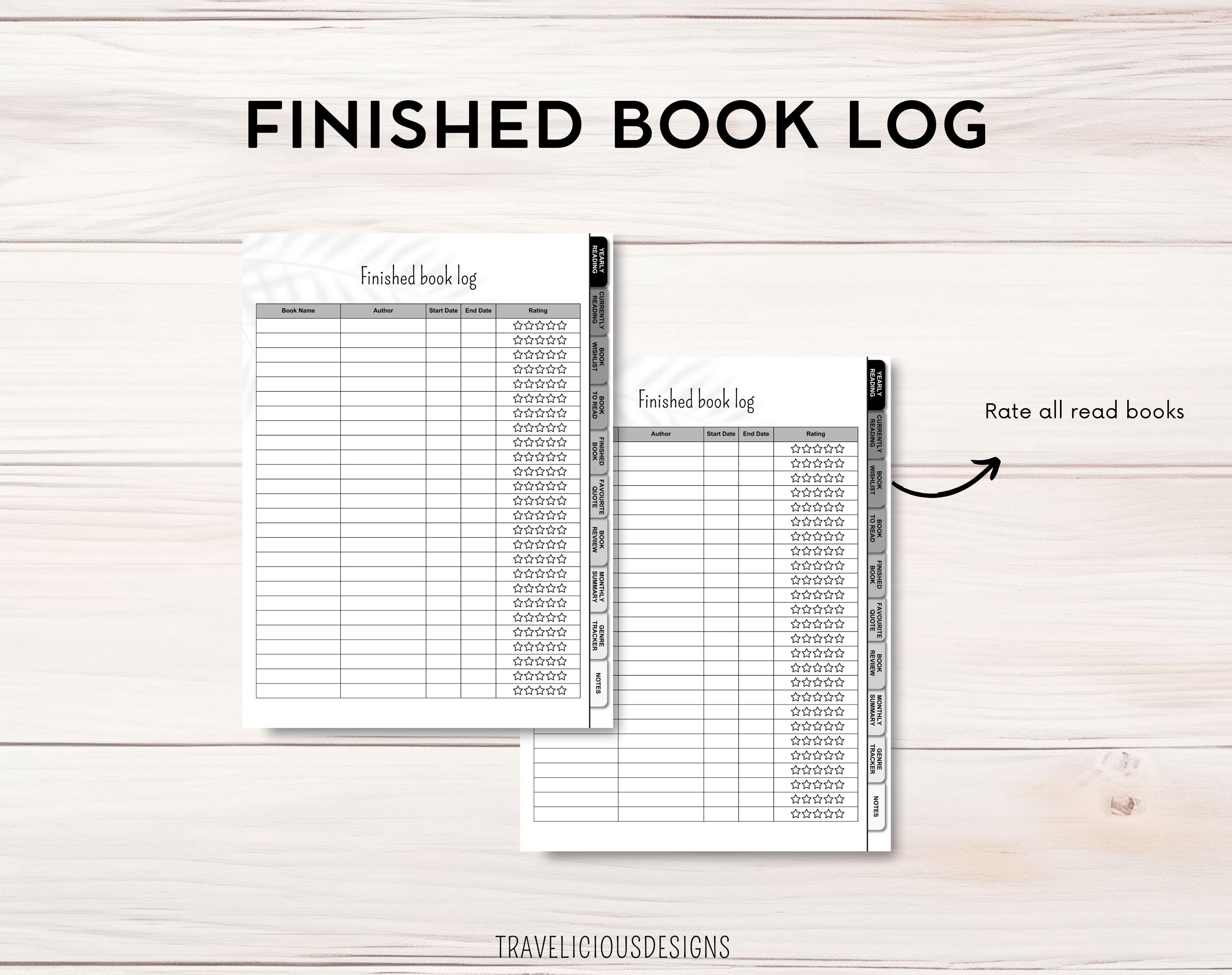 Remarkable Reading Log | Book Log | Remarkable Planner | Remarkable 2 ...