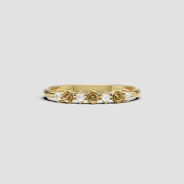 Diamond Floral Band Ring - Etsy