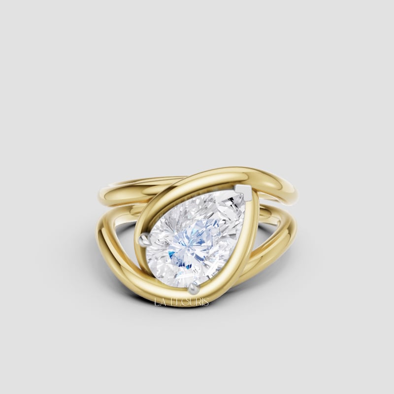 Gold Rings Pear Shape - Etsy