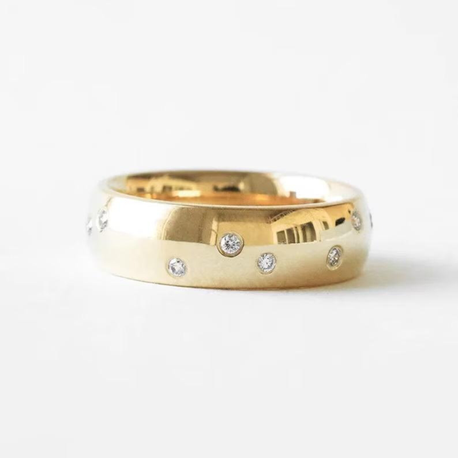 Elegant Narrow Domed Eternity Wedding Band 0.32 TCW Round Moissanite ...