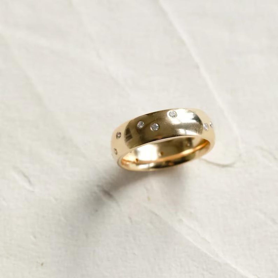 Elegant Narrow Domed Eternity Wedding Band 0.32 TCW Round Moissanite ...