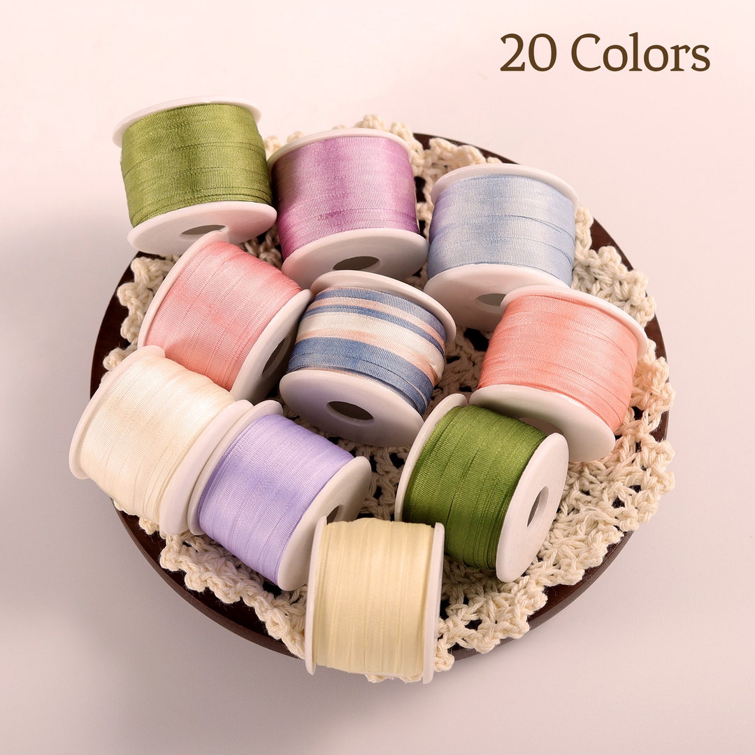 4mm Silk Ribbon for Embroidery - 20 Colors Ribbon for Doll Making ...