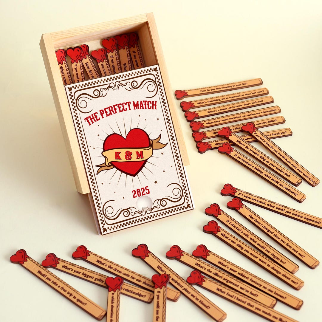 Personalized Couples Large Matchbox – Box With 30 Heartfelt Questions ...