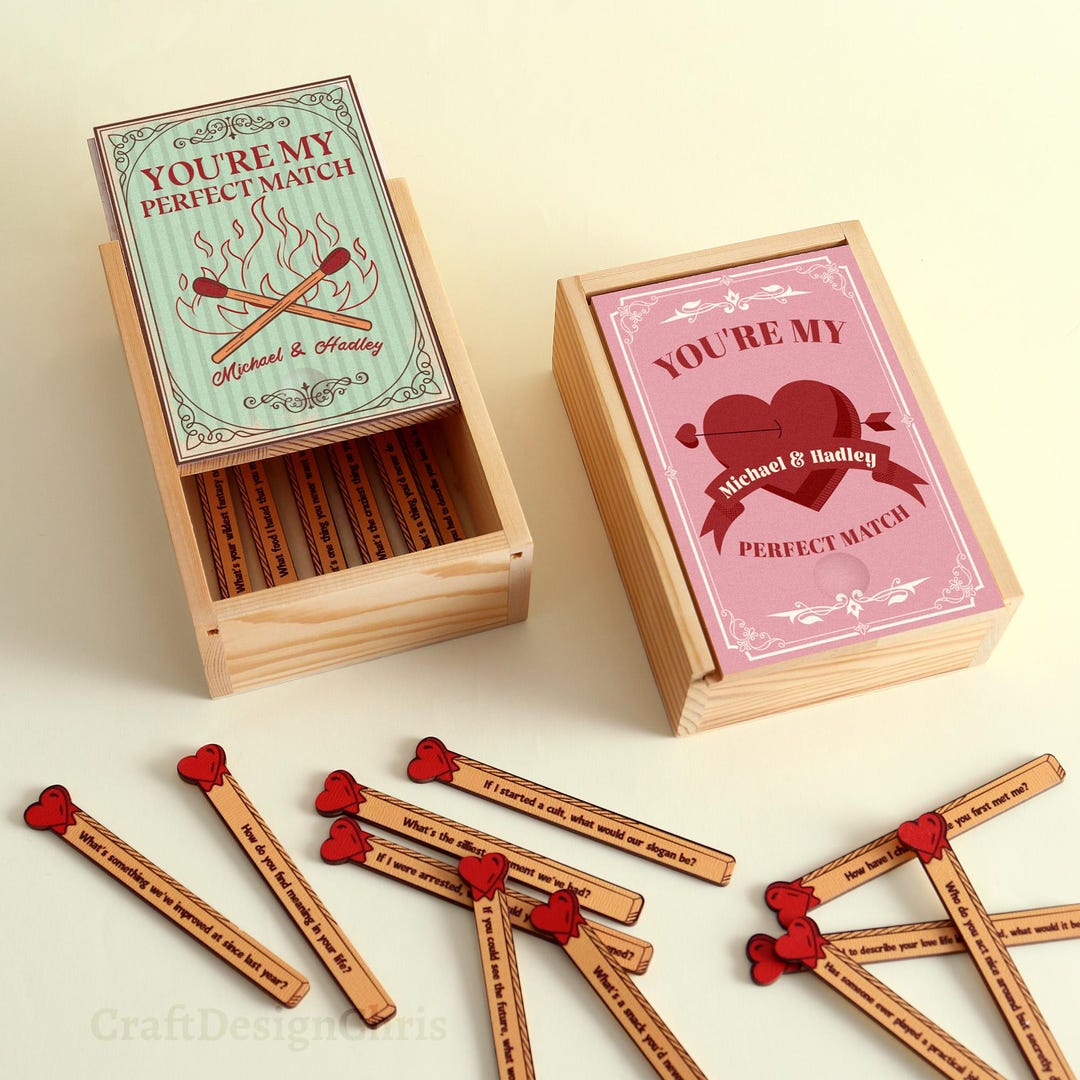 Personalized Couples Large Matchbox – Box With 30 Heartfelt Questions ...