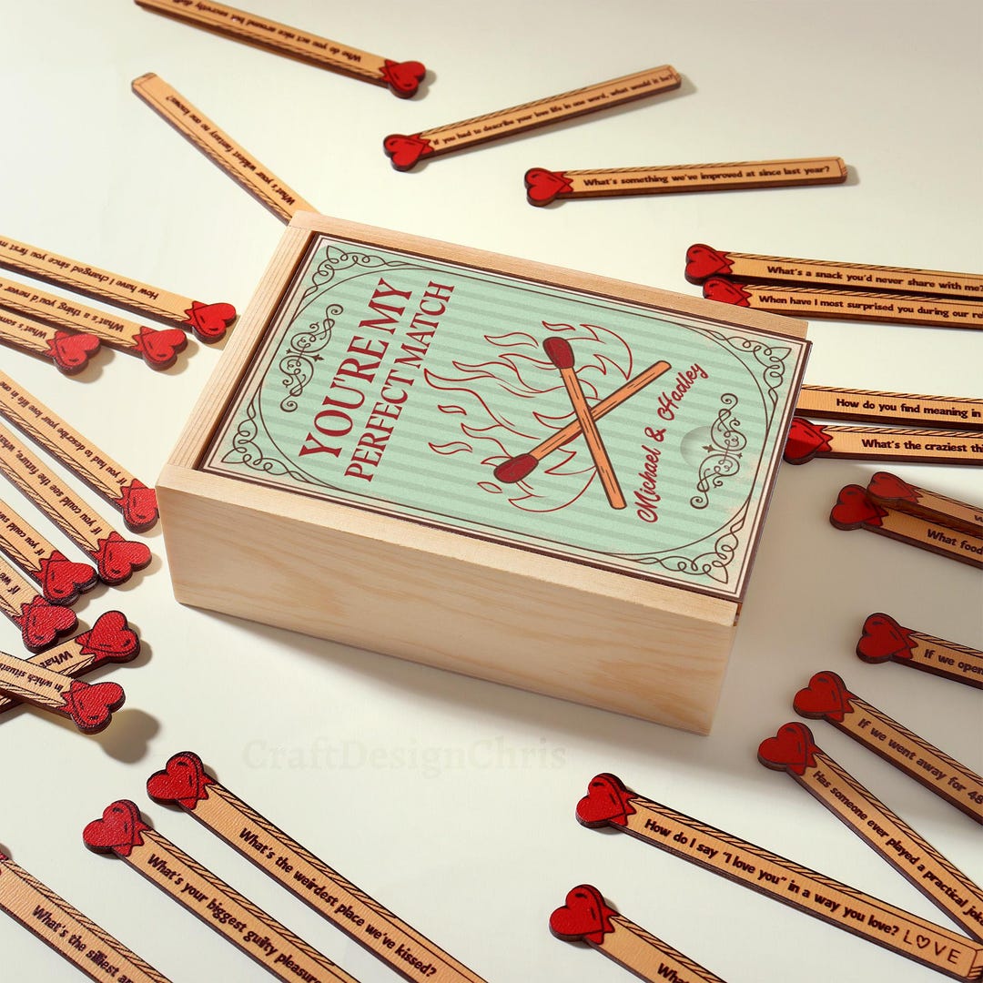 Personalized Couples Large Matchbox – Box With 30 Heartfelt Questions ...