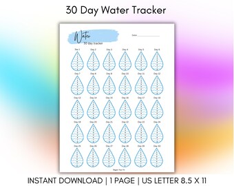 30 Day Water Challenge Tracker - Etsy