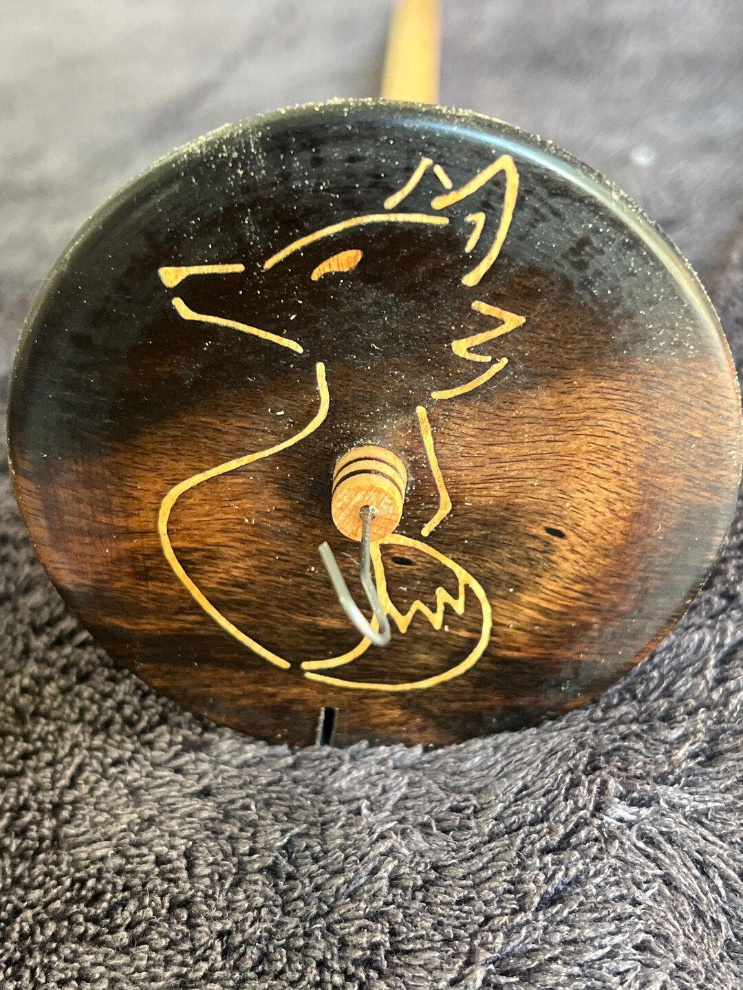 1.35 Oz. Macassar Ebony W/ Fox Inlay Drop Spindle Top Whorl 3067 - Etsy