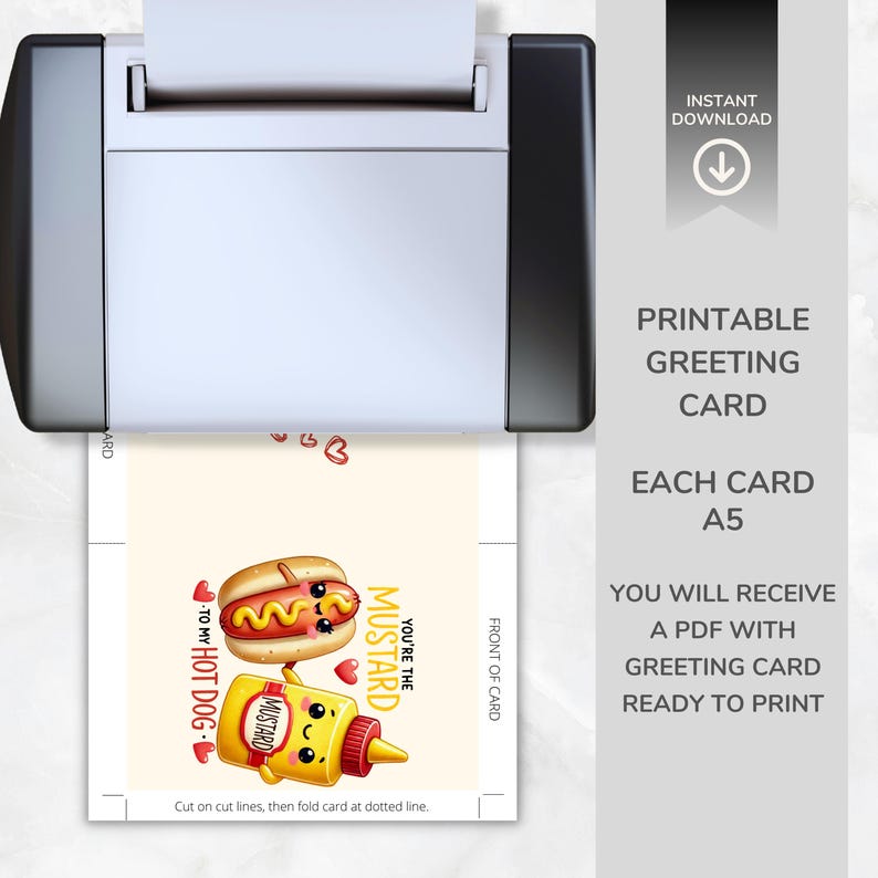 Printable Hot Dog -themed Valentine's Day & Birthday Folded Card ...