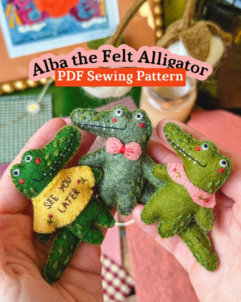 Alba Felt Alligator Sewing Pattern | Tiny Plush Ornament PDF (beginner ...