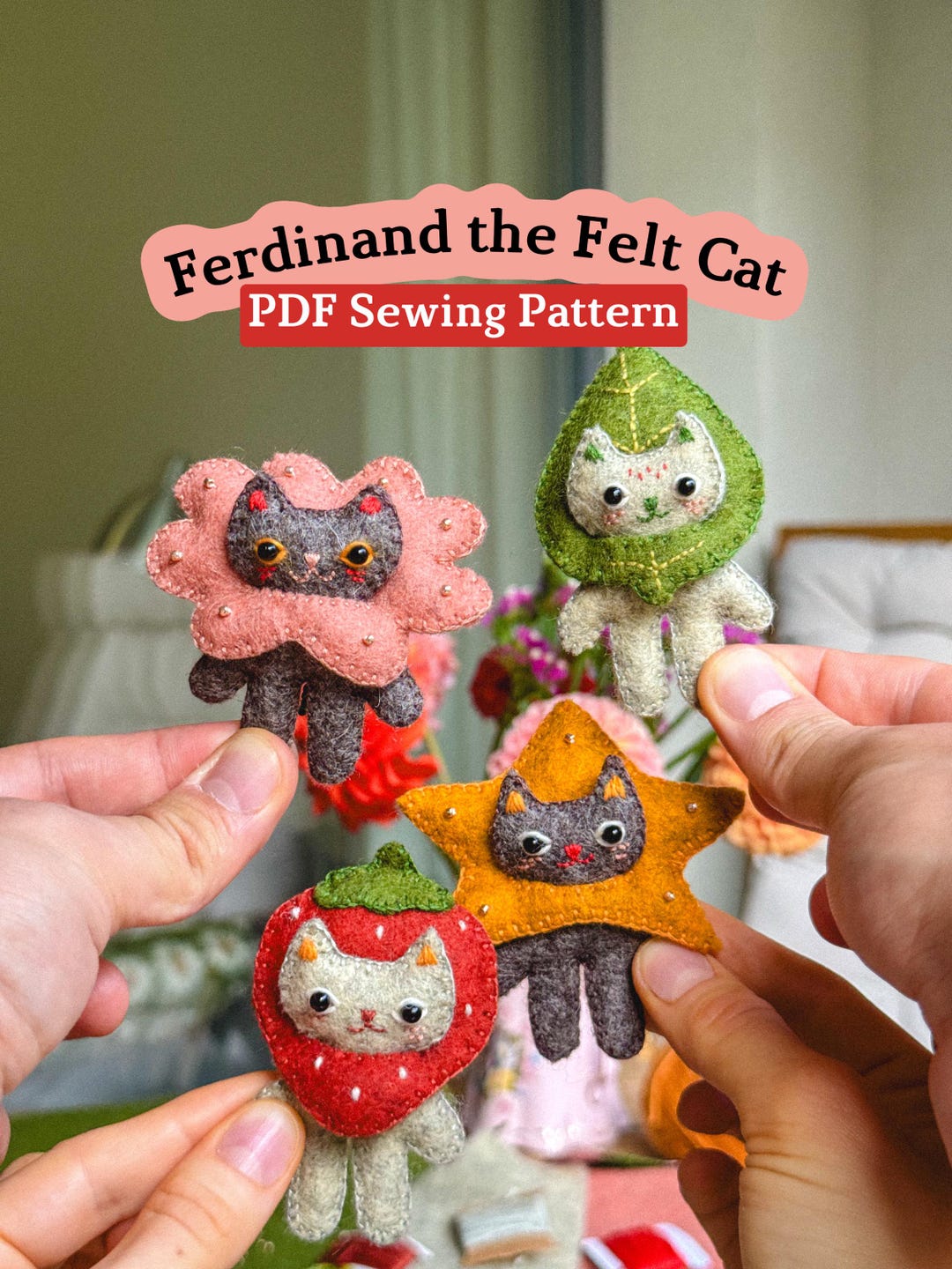 Ferdinand the Felt Cat PDF Sewing Pattern | Beginner Friendly | Digital ...