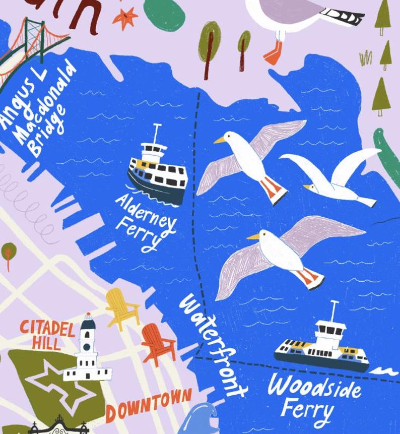 Halifax Map Art | Illustrated City Map | Halifax Poster | Moving Gift ...