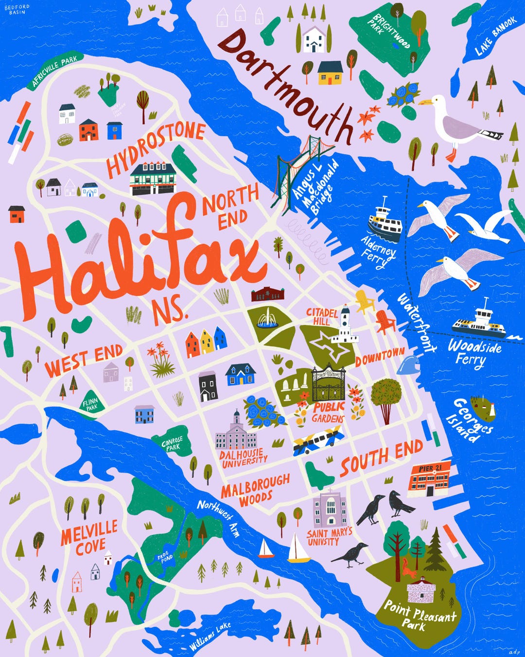 Halifax Map Art | Illustrated City Map | Halifax Poster | Moving Gift ...