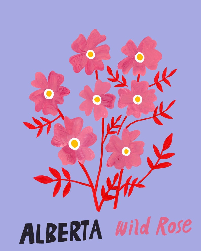 Alberta Wild Rose Art Print Poster - Etsy