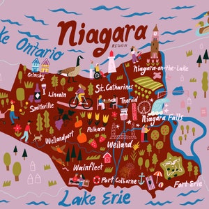 Niagara Region Map Art | Illustrated City Map | Niagara Poster | City ...