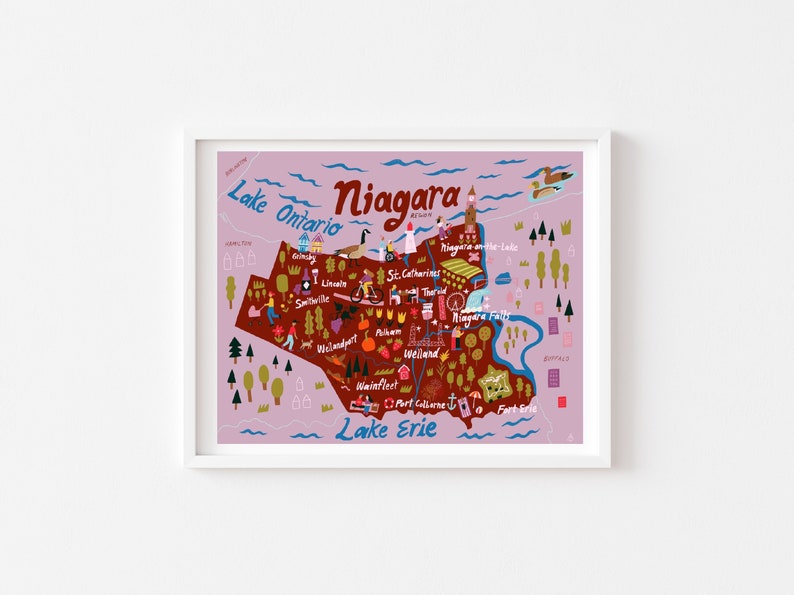 Niagara Region Map Art | Illustrated City Map | Niagara Poster | City ...