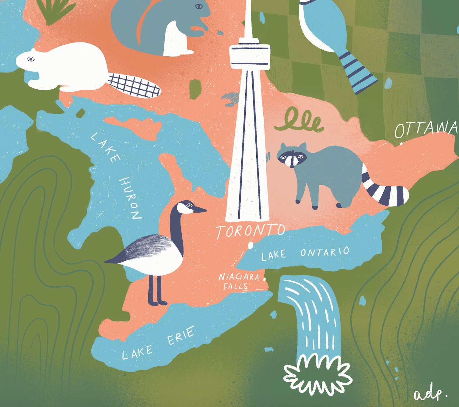 Ontario Illustrated Map Canada Map Print Ontario Map Print Ontario Gift ...