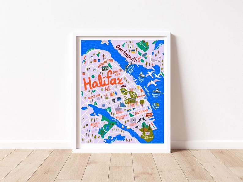 Halifax Map Art Illustrated City Map Halifax Poster Moving Gift Halifax ...