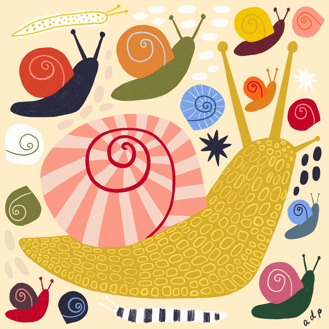 Snails Art Print Cottagecore Wall Art Wildlife - Etsy